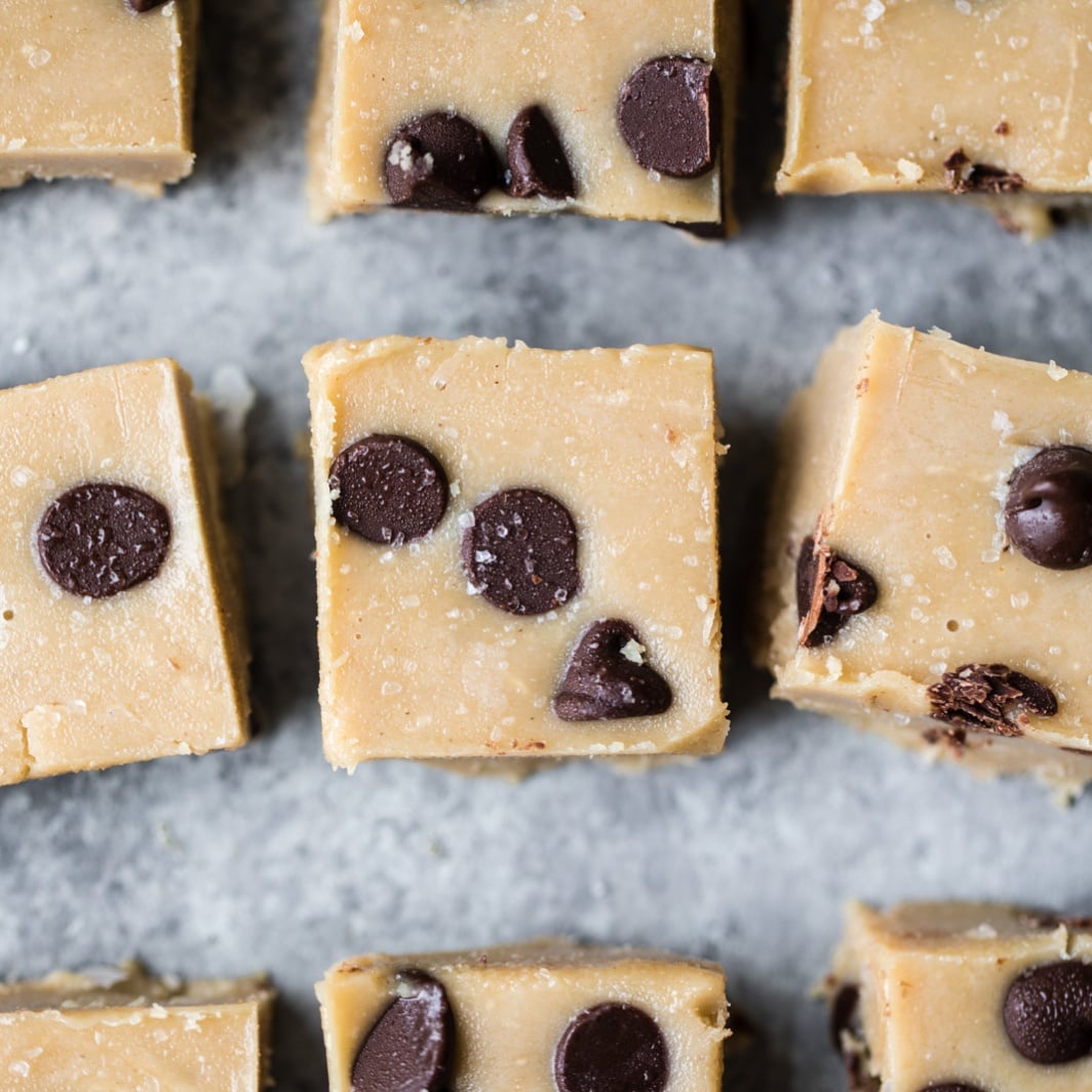 No Bake Salted Tahini Cookie Dough Fudge - Ambitious Kitchen