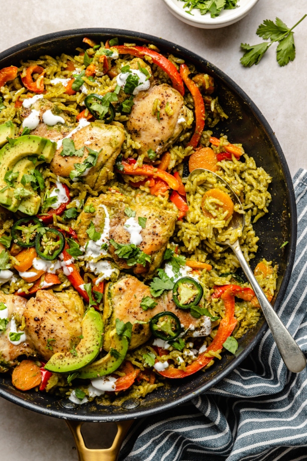 One Pan Green Chicken and Rice (Arroz con Pollo Verde) | Ambitious Kitchen