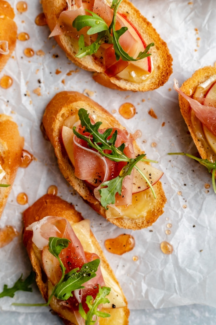 Apple & Brie Crostini with Hot Honey | Ambitious Kitchen