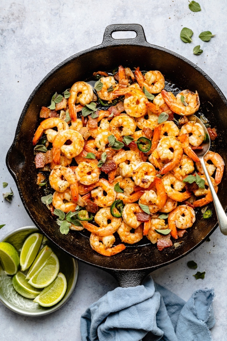 Shrimp Brochette Skillet with Poblano Rice | Ambitious Kitchen