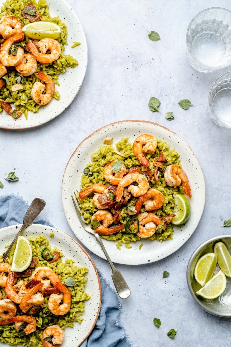 Shrimp Brochette Skillet with Poblano Rice | Ambitious Kitchen