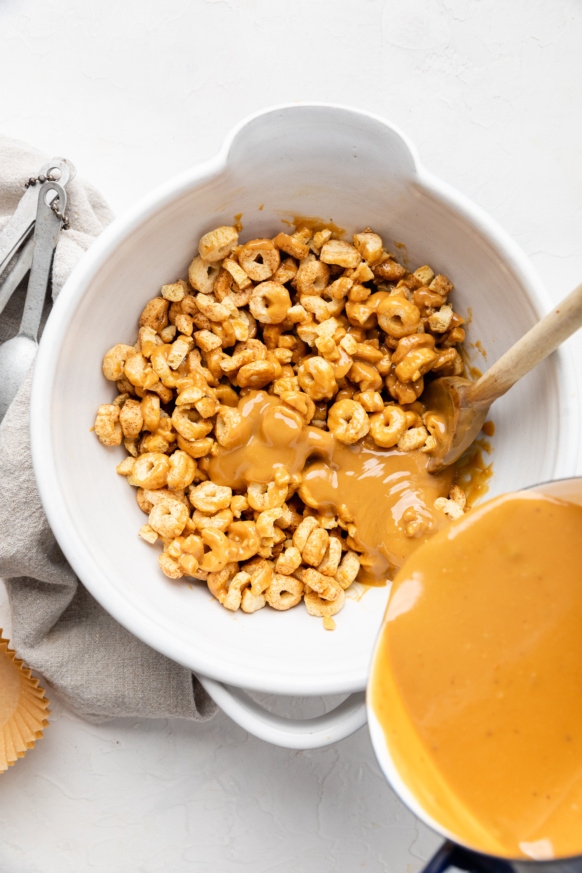 No Bake Peanut Butter Cereal Bars (grain free) | Ambitious Kitchen