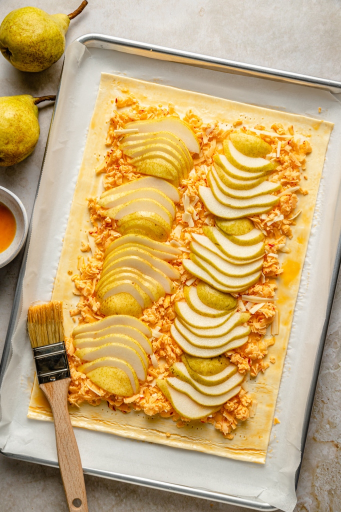 Pear Puff Pastry Tart with Cheddar & Walnuts | Ambitious Kitchen