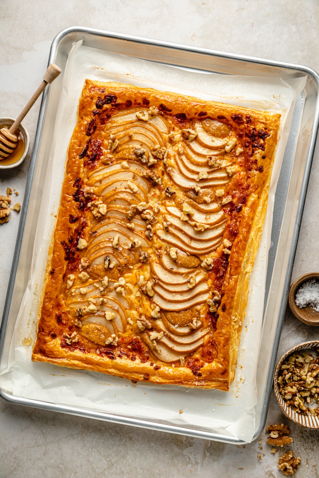 Pear Puff Pastry Tart with Cheddar & Walnuts | Ambitious Kitchen