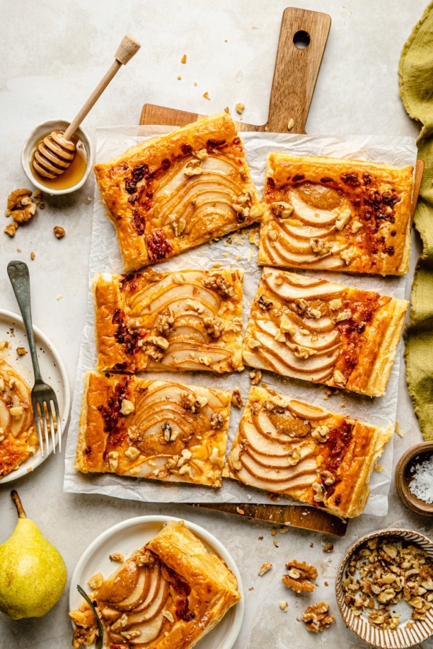 Pear Puff Pastry Tart with Cheddar & Walnuts | Ambitious Kitchen
