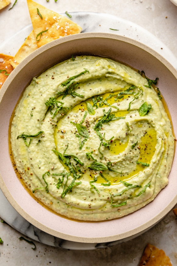 Garlic Basil White Bean Hummus | Ambitious Kitchen