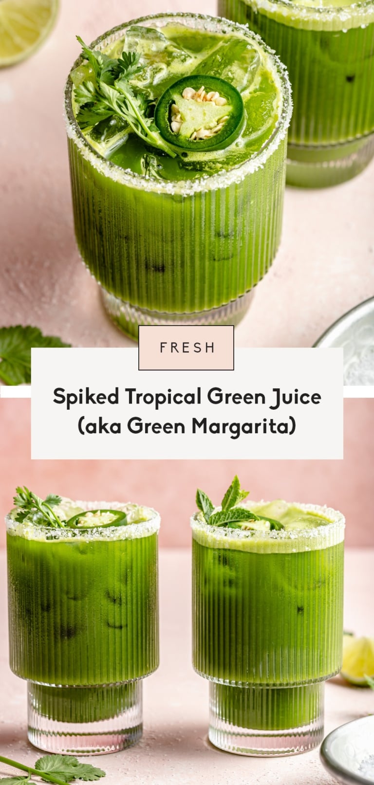 Spiked Tropical Green Juice (Green Margarita!) | Ambitious Kitchen