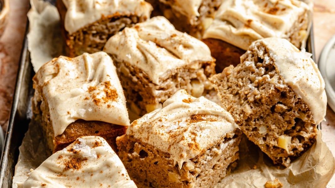 Apple Snacking Cake with Brown Butter Frosting | Ambitious Kitchen