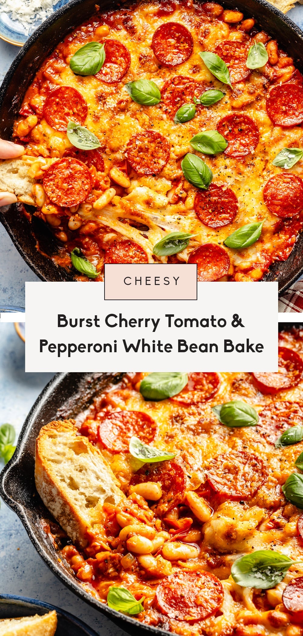 Cherry Tomato & Pepperoni White Bean Bake
