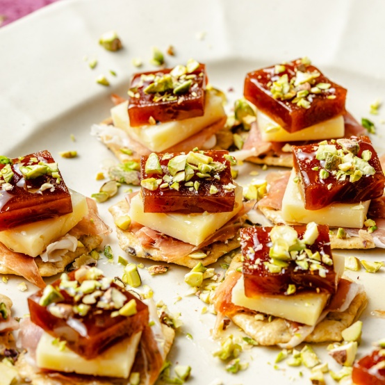 Guava Paste & Cheese Crackers (with prosciutto & honey!)